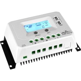 OFFGRIDTEC Solarladeregler "PWM Pro Laderegler 12V/24V - 30A USB-Port", B:18,1cm H:10cm T:5,9cm, grau, Spannungsregler, Integrierter Ger&auml;te-und
