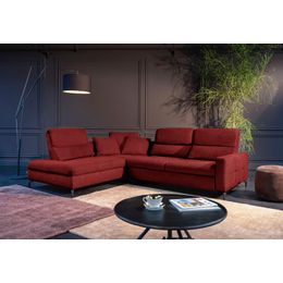 Ecksofa Alina, B:286cm H:127cm T:228cm, rot, Struktur fein TCM (100% Polyester), Wohnzimmer, Sofas, "Louis", Breite 286 cm, R&uuml;ckenlehnenverstellung,