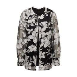 GOLDNER Damen Klassische Bluse "Kurzgr&ouml;&szlig;e Blusen-Set aus floraler Ausbrennerware", schwarz, Gr. 21, Obermaterial: 50% Baumwolle CO. 50% Polyester