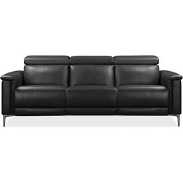 3-Sitzer Home Affaire, B:222cm H:97cm T:100cm, grau, Echtleder 100% Echtleder;Kunstleder 100% Polyurethan, Sofas, "Lund, mit manueller und