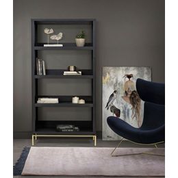 B&uuml;cherregal WOODMAN, B:90cm H:173cm T:36cm, schwarz, Furnier, Spanplatte, Wohnzimmer, Regale, "Pimlico", im skandinavischen Design, mit viel