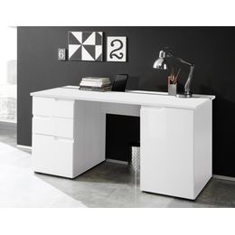 Schreibtisch BEGA OFFICE, B:158cm H:76cm T:67cm, wei&szlig;, Jugendzimmer, Tische, "Spice", Home Office Desk mit Griffmulden, in 2 Breitenvarianten