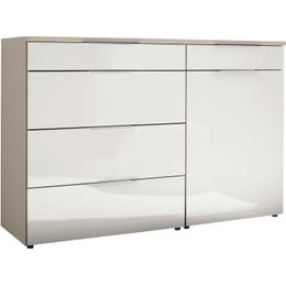 Kombikommode Wiemann, B:120cm H:91,2cm T:43cm, weiß, Floatglas, Holzwerkstoff, Metall, Schlafzimmer, Sideboards, "Como", vormontiert