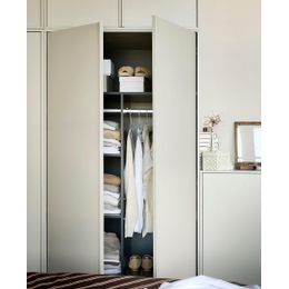 Mehrzweckschrank Woood, B:100cm H:200cm T:58cm, beige, FSC-zertifizierter Holzwerkstoff, K&uuml;che, Schr&auml;nke, "Daily Garderobenschrank", mit Push-to-Open