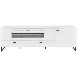 TV-Schrank, B:213,7cm H:66,5cm T:50,2cm, wei&szlig;, SET ONE BY Musterring, Spanplatte, Wohnzimmer, Schr&auml;nke, "Deltona", inkl. LED-Beleuchtung, Metallkufe,