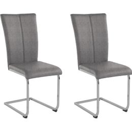 Freischwinger Home Affaire, B:43cm H:98cm T:55cm, grau, Metall, Polyester, Sperrholz, St&uuml;hle, "Alex", Stuhl belastbar bis 120 Kg, Gestell im