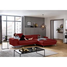 Ecksofa W.Schillig, B:303cm H:70cm T:193cm, rot, Longlife Xtra-Leder Z59: Glattleder mit modischer Pr&auml;gung. Hautst&auml;rke 0, 9 - 1, 1 mm, Wohnzimmer,