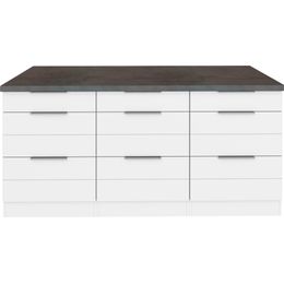 Unterschrank KOCHSTATION, B:180cm H:86cm T:60cm, wei&szlig;, MDF, K&uuml;che, Schr&auml;nke, "KS-Luhe", 180 cm breit, f&uuml;r viel Stauraum, MDF-Fronten mit waagerechter