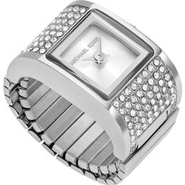 Michael Kors Damen Uhrenring "DARRINGTON WATCH RING", silber, Armbanduhren, Quarzuhr, Damenuhr, Edelstahl, Flexband, Zugband, analog, Glassteine