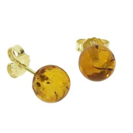 OSTSEE-SCHMUCK Damen Paar Ohrstecker "- Kugel 8 mm - Gold 585/000 - Bernstein", Gelbgold 585, gold, Gelbgold 585, Ohrringe