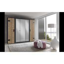 Kleiderschrank wimex, B:225cm H:210cm T:58cm, braun, Jugendzimmer, Schr&auml;nke, "Stockholm, rustikale Optik im Industrial Design, Made in Germany", mit