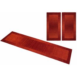Bettumrandung Theko, H:9mm, rot, Obermaterial: 100% Wolle, Schlafzimmer, Bettumrandungen, "Gabbeh Super, Handweb, Teppich, Bord&uuml;re, reine Wolle",