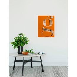 Leinwandbild Komar, B:30cm, orange, Holz, Papier, Wohnzimmer, Bilder, "Typo G wie Gustav - Gr&ouml;&szlig;e 30 x 40 cm", Keilrahmenbild mi Echtholzrahmen
