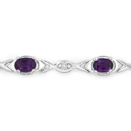VIRA JEWELS Damen Armband "925-Sterling Silber rhodiniert Gl&auml;nzend Amethyst lila", 19cm, Silber 925 (Sterlingsilber), wei&szlig;, Silber 925