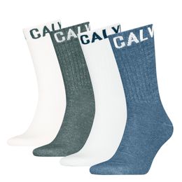 Damen Socken "CKJ MEN SOCK 4P RIBBON LOGO ECOM", Calvin Klein Jeans, weiß, Obermaterial: 71% Baumwolle, 27% Polyamid, 2% Elasthan, Socken