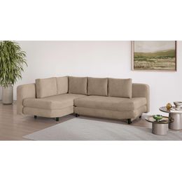 Ecksofa Home Affaire, B:234cm H:85cm T:179cm, braun, 100% Polyester, Wohnzimmer, Sofas, "LENNARA Schlafsofa mit Bettkasten, Maße B/T/H: 234/179/85