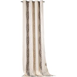 Weckbrodt-Gardinen Vorhang WECKBRODT, B:140cm H:245cm, beige, Jacquard, Leinen, Polyester, Wohnzimmer, Gardinen, "Barock", Jacquard,blickdicht,abdunkelnd,beidseitig