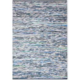 Teppich, B:80cm H:10mm L:150cm, blau, MyFlair M&Ouml;BEL & ACCESSOIRES, Baumwolle, Polyester, Wohnzimmer, Teppiche, "Ameer", Handweb Teppich, 90%