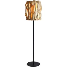 Salesfever Stehlampe "Walt", 1, Ø 33cm H: 140cm, 1 Stk., beige, Wohnzimmer, Leuchten, handgefertigt, in Fackeloptik