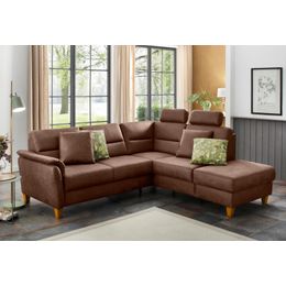 Ecksofa Home Affaire, B:236cm H:89cm T:212cm, braun, 100% Polyester;Struktur (100% Polyester);Luxus-Microfaser in Lederoptik (100% Polyester),