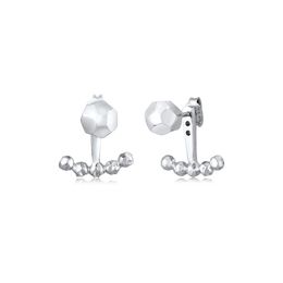 Elli Damen Paar Ohrstecker "Stecker Ear Jackets Kugeln gehämmert 925 Silber", onesize, ohne Stein, Silber 925 (Sterlingsilber), silber, Silber 925