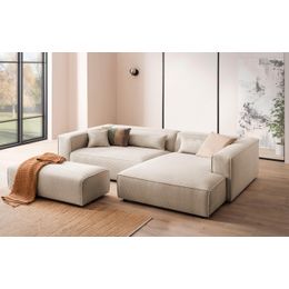 Ecksofa, B:288cm H:66cm T:198cm, beige, LeGer Home by Lena Gercke, 100% Polyester, Wohnzimmer, Sofas, "PIARA XXL, L-Form, Schlaffunktion, Cord,
