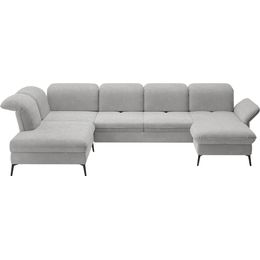 Sit & More Wohnlandschaft SIT & MORE, B:359cm H:92cm T:231cm, grau, 100% Polyester, Sofas, "Emely, inkl. Sitztiefenverstellung", wahlweise mit
