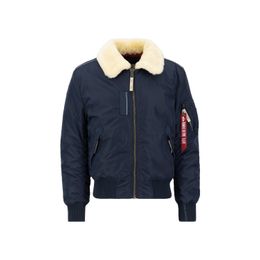 Herren Bomberjacke "Injector III", blau, Gr. S, Alpha Industries, Obermaterial: 100% Nylon, Futter: 100% Nylon, Kapuzenfutter: 100% Schaffell,