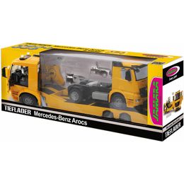 Jamara Kinder RC-Truck "Tieflader Arocs", gelb, Kunststoff, B:85cm H:18cm T:13cm, Fernlenkfahrzeuge, mit Sound