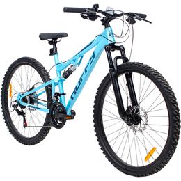 Huffy Mountainbike, 45cm, 26 Zoll (66,04cm) hinten: 26 Zoll (66,04cm), blau, Fahrr&auml;der