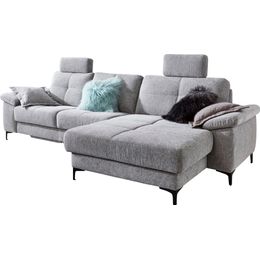 Ecksofa 3C CARINA, B:296cm H:87cm T:162cm, silber, Chenille-Optik (59, 7% Polyester, 34, 4% Polyacryl, 5, 9% Viskose), Wohnzimmer, Sofas, "Burnaby
