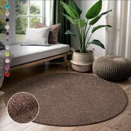 Hochflor-Teppich Sanat, H:30mm &Oslash;:80cm, braun, Kunstfaser, Teppiche, "LOCA", Wohnzimmer, Langflor, Shaggy, Schlafzimmer