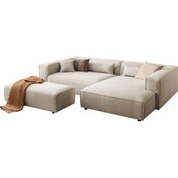 Ecksofa, B:288cm H:66cm T:198cm, beige, LeGer Home by Lena Gercke, 100% Polyester, Sofas, "PIARA XXL, L-Form, Schlaffunktion, Cord, Leinenoptik o.