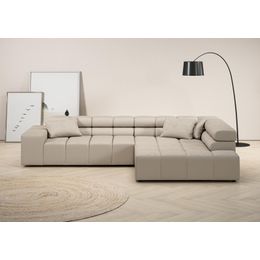 Ecksofa Inosign, B:319cm H:70cm T:215cm, beige, Struktur (85% Polyester, 15% Viskose);Luxus-Microfaser weich (98% Polyester, 2% Nylon);Velours (100%