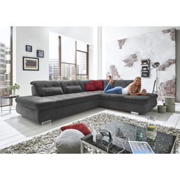 Ecksofa DIE PLANBAR, B:323cm H:84cm T:124cm, grau, 100% Polyester, Wohnzimmer, Sofas, "MP-IN17004 L-Form", wahlweise mit Bettfunktion, Sitztiefen-