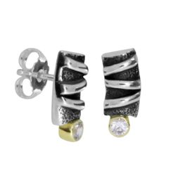 OSTSEE-SCHMUCK Damen Paar Ohrstecker "- Emilia - Silber 925/000 & Gold 585/000 - Zirkonia", Silber 925 (Sterlingsilber), silber, Silber 925