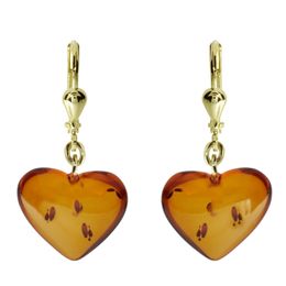 OSTSEE-SCHMUCK Damen Paar Ohrh&auml;nger "- Herz 18 mm - Gold 333/000 - Bernstein", Gelbgold 333, gold, Gelbgold 333, Ohrringe