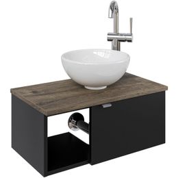 Waschtisch SAPHIR, B:61cm H:39,8cm T:35cm, schwarz, Badezimmer, Waschtische, "Serie 6915 Waschschale mit Unterschrank f&uuml;r G&auml;stebad, G&auml;ste WC", 61 cm