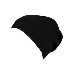 Damen Beanie, schwarz, Capelli New York, unifarben, Feinstrick, Materialmix, M&uuml;tzen, mit feinem Rippenstrick