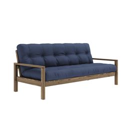 Schlafsofa Karup Design, B:205cm H:79cm T:95cm, blau, Matratzenmaterialzusammensetzung: Futonmatratze mit Knopfheftung, H&ouml;he 14 cm, aus recyceleten