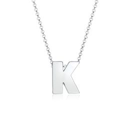 Elli Damen Kette mit Anhänger "Buchstabe K Initialen 925 Sterling Silber", 45, ohne Stein, Silber 925 (Sterlingsilber), L: 45, silber, Silber 925