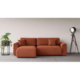 Ecksofa Home Affaire, B:235cm H:80cm T:138cm, orange, 100% Polyester, Wohnzimmer, Sofas, "VasbySuyal", L-Form