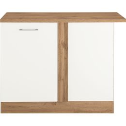 Eckunterschrank KOCHSTATION, B:110cm H:85cm T:60cm, wei&szlig;, Holzwerkstoff, K&uuml;che, Schr&auml;nke, "KS-Colmar", 110 cm, mit Metallgriff