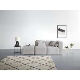3-Sitzer Home Affaire, B:233cm H:76,5cm T:93cm, grau, 93% Polyester, 6% Acryl, 1% Baumwolle, Sofas, "Sundstrup", Modulserie, individuelle