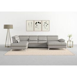 Sit & More Wohnlandschaft SIT & MORE, B:359cm H:87cm T:230cm, grau, Sofas, "Cabrio U-Form, B: 359 cm, mit Sitztiefen-, Arm- & Kopfteilverstellung", 3