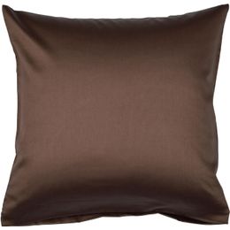 Kissenbezug Janine, B:80cm L:80cm, braun, Mako-Satin, Mako-Satin, Kissenbez&uuml;ge, "Colors Mako Satin", mit Rei&szlig;verschluss, uni Kissenh&uuml;lle, feinf&auml;dig,