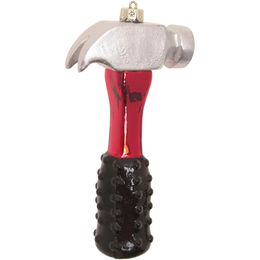 Christbaumschmuck "Roter Hammer, 10cm", B:9cm H:7cm T:14cm, rot, KREBS GLAS LAUSCHA, Weihnachtsbaumschmuck, Christbaumschmuck aus Glas, mundgeblasen,