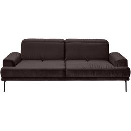3-Sitzer Musterring, B:228cm H:79cm T:130cm, lila, 100% Polyester, Sofas, "MR 4580", inkl. Kopf- und Sitztiefenverstellung, Fu&szlig; schwarz, B228 x T103