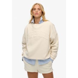 Superdry Damen Sweatshirt "ATHLETIC TONAL APPLIQUE CREW", beige, Gr. XS, unifarben, Sweatware, Obermaterial: 100% Baumwolle, Sweatshirts
