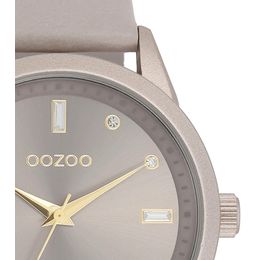 Oozoo Damen Quarzuhr, grau, Armbanduhren, Armbanduhr, Damenuhr, Lederarmband, Zirkonia (synth.)